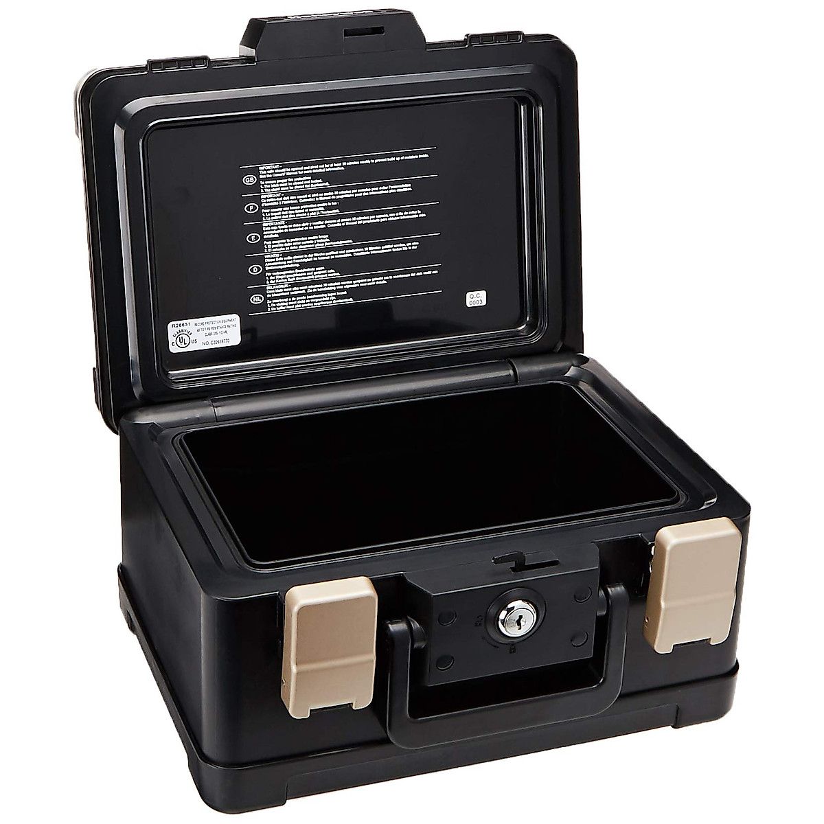 Honeywell Safes & Door Locks - Fireproof & Waterproof Small Safe Box Chest for Home - Fits Folded Letter Size Documents - Strong ABS Plastic - Document Box with Key Lock System - 0.15 CU, Black, 1102