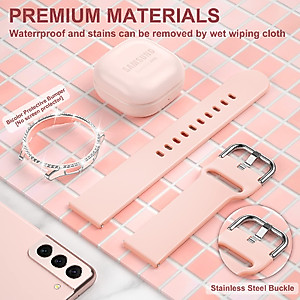 DABAOZA Compatible for Samsung Galaxy Watch 4 5 Band 40mm with Glitter Bumper Case, Women Black Silicone Soft Comfortable Adjustable Strap with Buckle (Pinksilver, 40)