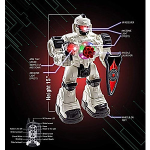 WolVolk 10 Channel Remote Control Robot Police Toy with Flashing Lights and Sounds, Great Action Toy for Boys