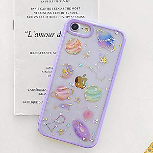 BOFTALE Compatible with iPhone SE 2020 iPhone 7 iPhone 8 Cute Case Clear, Handmade Glitter Bling Sparkle Design Slim Soft TPU Pretty Phone Cover for Girls Women (Purple)