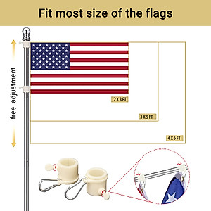 Ground Flag Poles for Outside House - 1" Tangle Free Flag Pole for House with 5 Prong - 9ft Yard Flag Stand for Outdoor,Wind Resistant & Rustproof - Silver