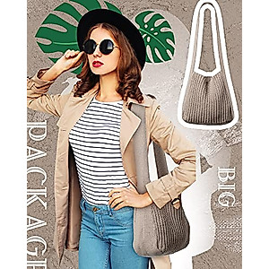 Sweetude Crochet Bags for Women Hand Crocheted Tote Bags Shoulder Knitted Woven Crocheted Tote Bags Large Handmade Aesthetic Cute Bags Shopping Travel School