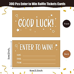 300 Pcs Classic Enter to Win Raffle Tickets Cards 3.5 x 2 Inch Entry Form Ticket Cards for Contest, Auction, Raffles, Ballot Box with Space for Name, Email Address Phone Number Fields (300)
