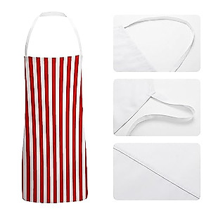 Curdesi Adjustable Bib Apron Vertical Stripe Red White Kitchen Cooking Chef Aprons for BBQ Grilling, Baking