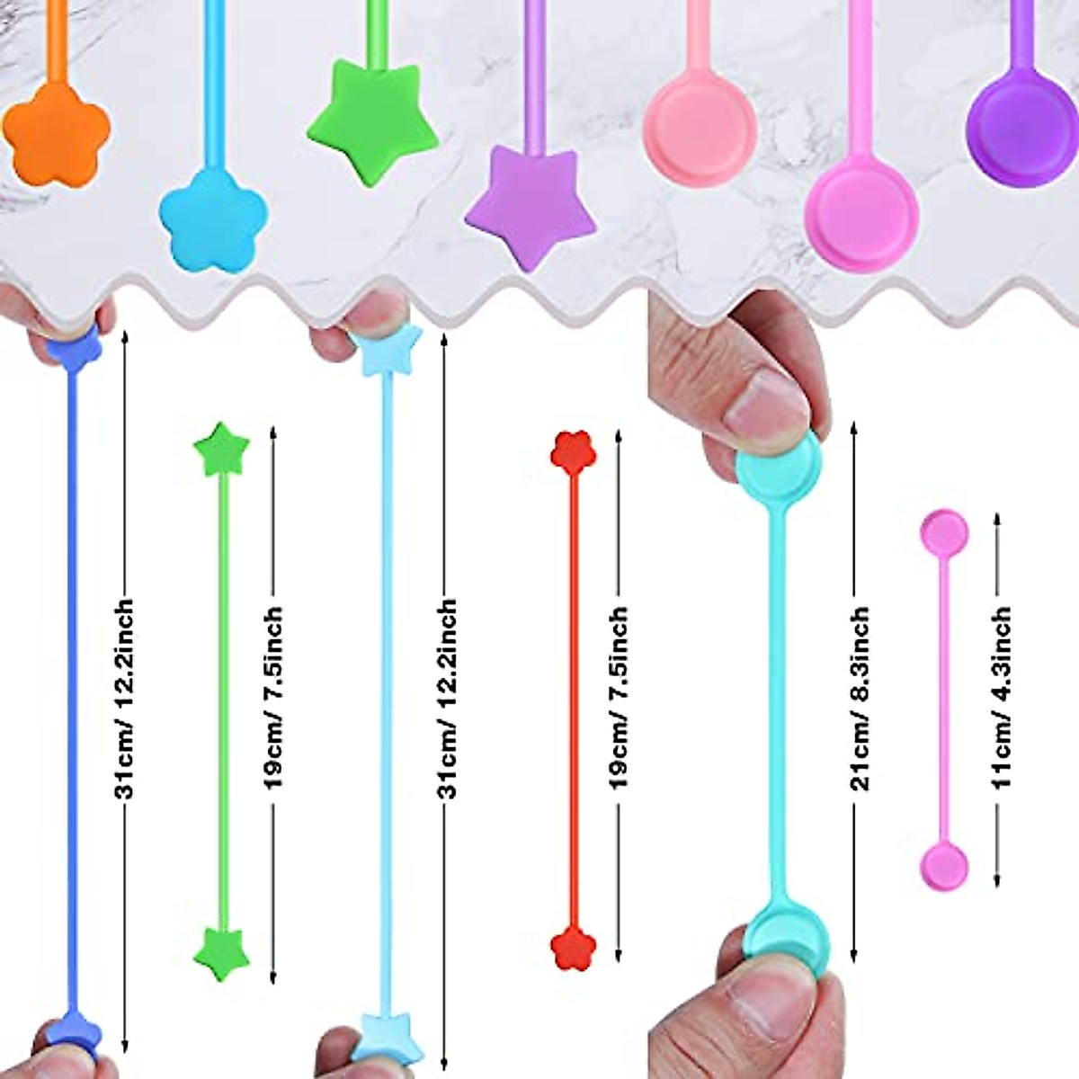 32 Pcs Magnetic Cable Ties Silicone Cable Management Ties Magnet Twist Ties Reusable Cord Clips for Bundling, Organizing, Holding Cable Wire Cord to Fridge Home Car Office (Delicate Style, 4 Inch)