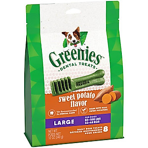 Greenies Natural Sweet Potato Flavor Dental Dog Treats 12 oz. Count of 8 Large
