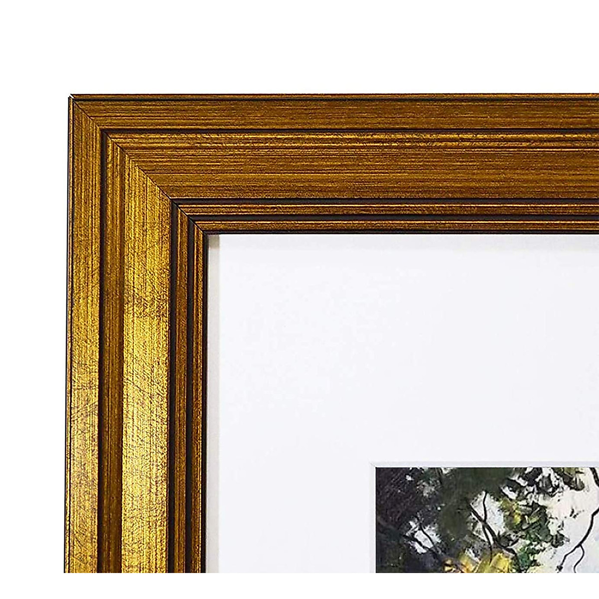 Golden State Art, 11x14 Dark Gold, Wall Hang Photo Frame. includes White Mat for 8x10 Picture & Real Glass