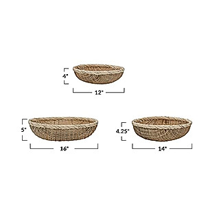 Bloomingville Hand-Woven Decorative Bamboo, Set of 3 Basket, Natural, 3