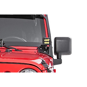 Rough Country Lower Windshield Light Brackets for 07-18 Jeep Wrangler JK - 70044 , Black