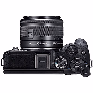 Canon EOS M6 Mark II Mirrorless Digital Camera with 15-45mm Lens and EVF-DC2 Viewfinder (Black) (3611C011) + Canon EF-M Lens Adapter + Canon EF 24-70mm Lens + 64GB Tough Card + Case + More (Renewed)