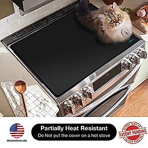Abra Stove Top Covers for Electric Stove Top | Glass Stove Top Cover | Thick Natural Rubber | Prevents Scratching | Stove Cover Expands Usable Space (28.5x20.5, Black)