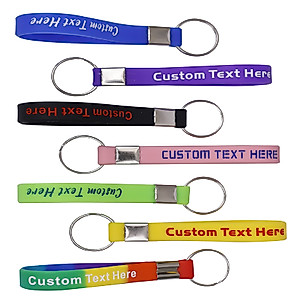 50 Custom Silicone Keychains - Personalized Rubber Keyrings for Party Favors, Events, Awareness, Motivation (Black)