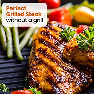 NutriChef Nonstick Stove Top Grill Pan - PTFE/PFOA/PFOS Free Need two Burners 20" x 13" Hard-Anodized Non stick Grill & Griddle Pan - Kitchen Cookware, Dishwasher Safe NCGRP59