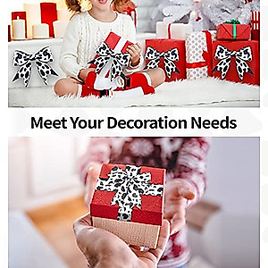 3 Rolls Wired Cow Grosgrain Ribbon, 15 Yards Wired Cow Print Ribbon Black and White Ribbon Animal Print Ribbon, Cow Spot Pattern Ribbon, Animal Print Ribbon for Wreath Bow DIY Crafts Party Decoration