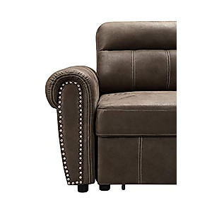 FULife Upholsterd Modular Sectional Sofa w/Reversible Chaise Lounge,Adjustable L Shape 3 Seaters Corner Futon Lounge Recliner Couch with Pull Out Sleeper Sofá Bed for Living Room/Compact Space