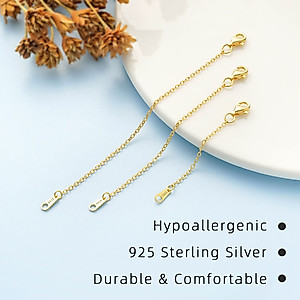 925 Sterling Silver Necklace Extender Gold Necklace Extender Gold Chain Extenders for Necklaces 2", 3", 4" Inches