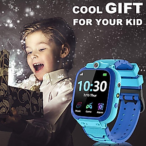 Kids Smart Watch for Boys Girls Game Smartwatch with 14 Educational Games HD Dual Camera Touchscreen Music Video Player 12/24 Hr Alarm Clock Pedometer Toddler Watch Learning Toys (Blue)