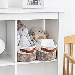 CHICVITA Baby Toy Basket Decorative Gift Basket with Handle Small Brown Shelf Storage Basket Toilet Tank Basket Organizer, 12 x 8 x 5 inches, 2 Pcs