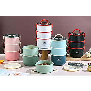 ZZQ Bento Box Adult Lunch Box with Bag/Utensil, Stackable Large 81-oz Salad Bowl - Microwave Safe/Leak-Proof Bpa Free Lunch Containers for On-the-Go Balanced Eating - White