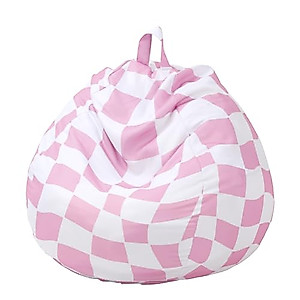 VitalCozy Bean Bag Chair for Teens (No Filler) Stuffed Animal Storage Bean Bag Chair Cover Polyester Stuffable Bean Bag Chair Cover for Kids Plush Toys Clothes Home Supplies, Pink