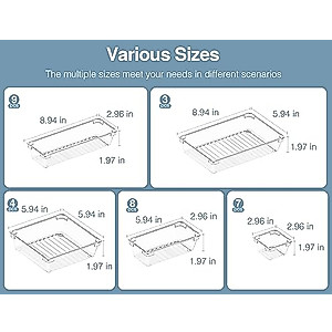 Puroma 31Pcs Drawer Organizer Set 5-size Versatile Vanity and Bathroom Drawer Organizers, Clear Plastic Desk Drawer Organizer Trays and Customize Layout Storage Bins for Makeup Kitchen Office (Clear)