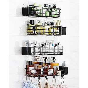 YGMMGY Shower Caddy Bathroom Organizer Adhesive Shelves 4 Packs Large Capacity Shower Racks, Rustproof Stainless Steel Bathroom Shower Organizer