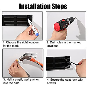 maifey Wall Coat Rack with 5 Folding Hooks, Modern Black Gold Coat Hooks Wall Mounted, Space Saving Wall Mount Coat Rack for Entryway, Bedroom, Wall, Door, Mudroom