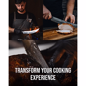 The Cooking Guild Slicer Knife - 12 Inches - Grizzly Series - San Mai Steel Japanese Slicing Knife with Hammered Finish - Rosewood Handle Meat Slicer - Rust-Resistant