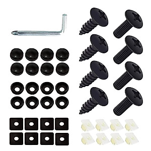 gunhunt 8 PCS License Plate Screws Kit, M6 Stainless Steel Bolts, American Standard License Plate Fasteners, Black Phillips Screws Replacements, Universal for Most Cars, Trucks and Vans (Black)