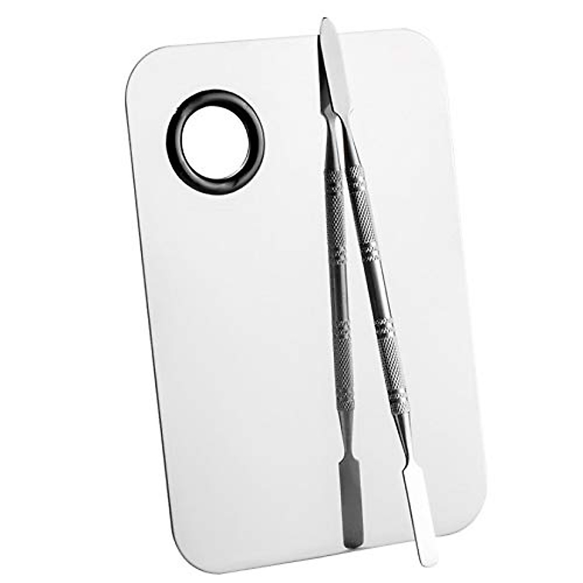 Professional Pro Stainless Steel Makeup Palette Cosmetic Palette with Spatula Tool Makeup Art Tool For Nail Art Eye Shadow Eyelash Makeup Professional Pigment Blending（6 x 4 Inch Sliver）