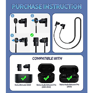 Alquar Anti-Lost Strap for Status Audio Between Pro/Status Between 3ANC Earbuds, Sports Soft Silicone Lanyard Accessories Compatible with Status Audio Between Pro/3ANC Earbuds Neck Rope Cord (Black)