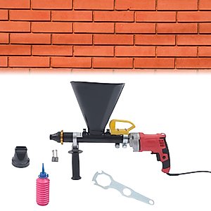 700W Electric Caulking Gun Mortar Pointing Grouting Gun, 110V Cement Mortar Caulking Gun Sprayer Gap Grouting Machine, Brick Tile Grouting Mortar Applicator with Flat & Round Nozzles