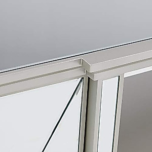 SEI Furniture Toppington Mirrored Media Console Color Changing Electric Fireplace, Silver