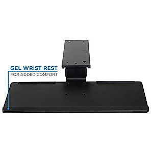 Mount-It! Under Desk Keyboard Tray and Mouse Platform, Ergonomic Computer Keyboard Drawer with Gel Wrist Pad, 17 inch Space Saving Track, Black (MI-7138)