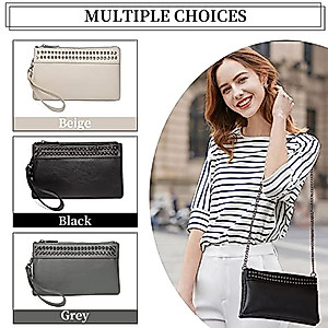 VASCHY Wristlet Clutch Purses, SAC Large Studs Soft Faux Leather Crossbody Evening Clutch Wallet for Women Black