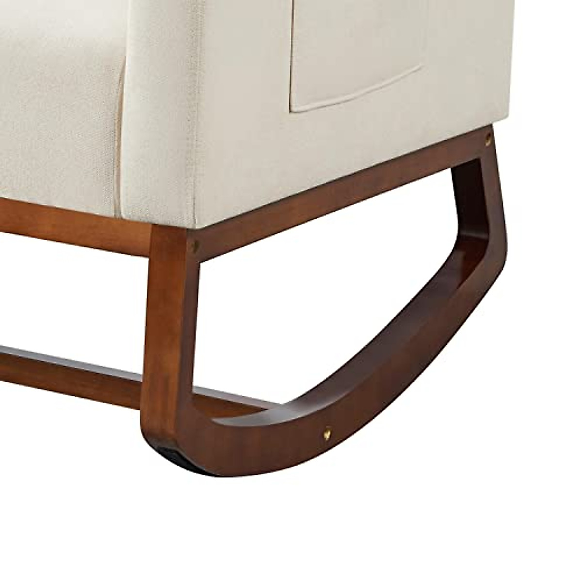 Yaheetech Rocking Chair Nursery Glider Chair with Rubber Wood Legs Side Pocket, Rocking Accent Armchair High Back for Bedroom, Beige