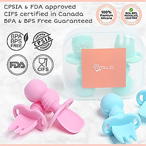 Mia Li Toddler Utensils Set - First Training Self Feed Silicone Baby Utensils - Bpa Free Anti-Choke Baby Spoon and Toddler Fork Utensils Set -100% Food Grade Toddler Spoons and Forks
