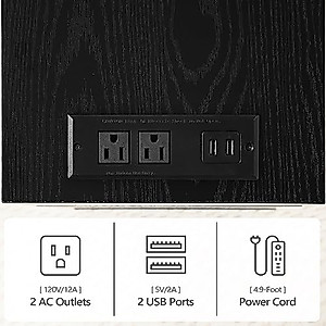 MAHANCRIS End Table with Charging Station and Black Beside Table, Narrow Side Table for Small Spaces, White Slim Nightstand with Light, Beside Table,for Bedroom, Living Room ETWT18E01Z-ETHB78E01