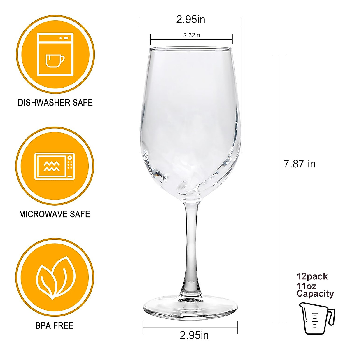 Cadamada Wine Glasses,11oz Crystal Wine Glasses,for Red or White Wine, High-end Banquet, Party, Bar, Wedding, Gift (12 pcs)