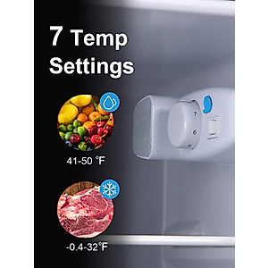 KRIB BLING 3.5 Cu.Ft Refrigerator 2 Door 7 Level Adjustable Thermostat Control Top-Freezer Refrigerator Lock Fresh Energy Saving Black (KB03-FLS-80-BLACK)