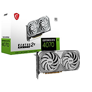 MSI Gaming GeForce RTX 4070 12GB GDRR6X Extreme Clock: 2520 MHz 192-Bit HDMI/DP Nvlink TORX Fan 4.0 Ada Lovelace Architecture Graphics Card (RTX 4070 VENTUS 2X WHITE 12G OC)