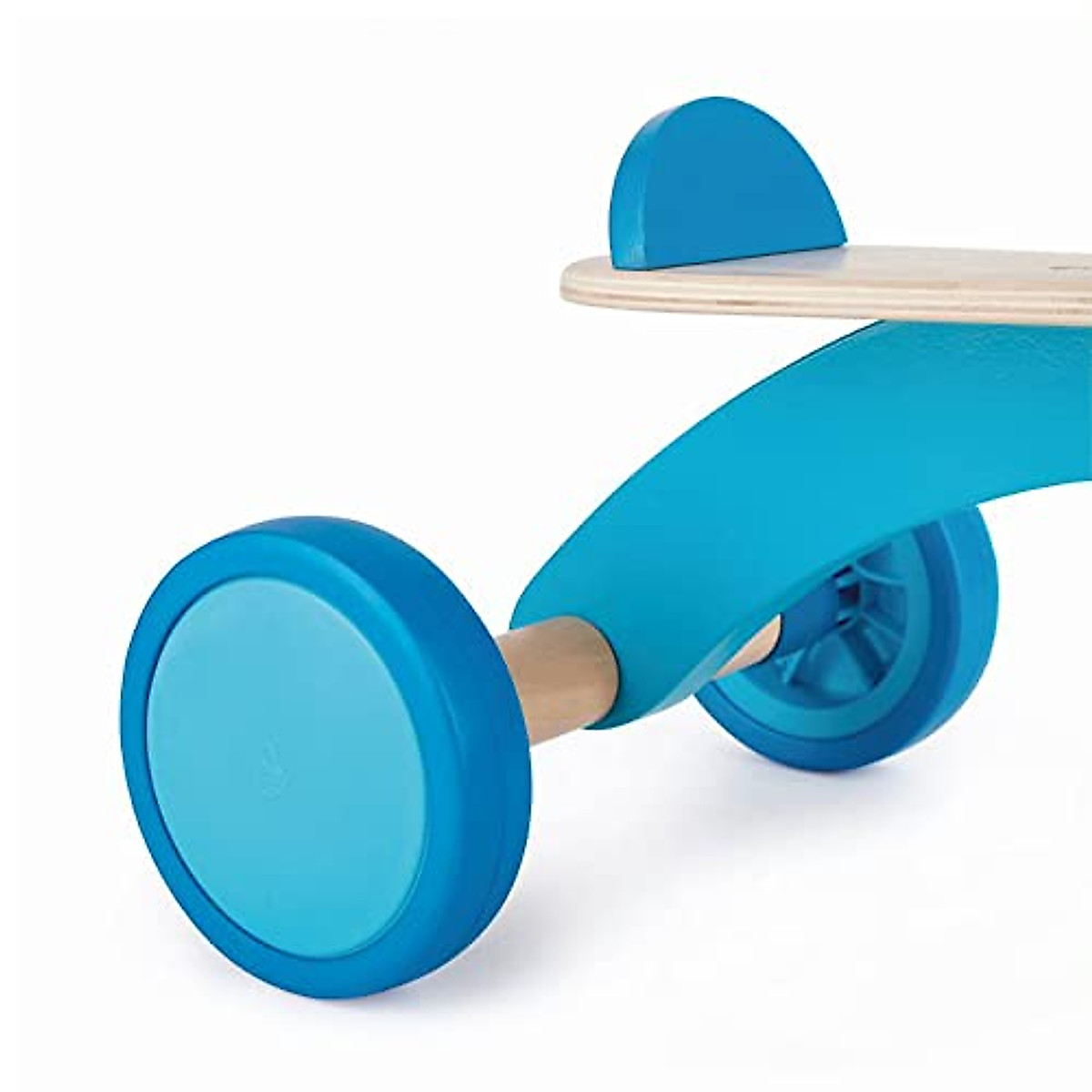 Hape Scoot Around Toddlers Babies Kids Ride On Wooden Push Balance Bike Scooter Toy Indoor Outdoor Activity No Pedals with 4 Rubberized Wheels, Blue