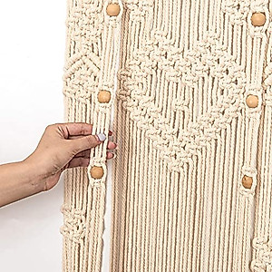 Eiyye Macrame Shelf Floating Wood Shelf Supporter Handmade Cotton Tapestry Hanging Home Deco14.6x35.4inch