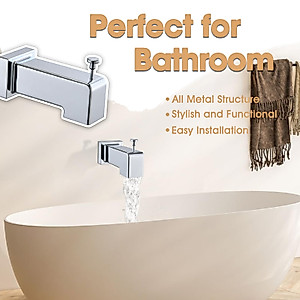 YASINU Slide-On Diverter Tub Spout - Sleek Square Design for Bathroom, Fits 1/2" Copper Pipe (5/8" OD), Child-Safe Rounded Edges, Easy Installation, Chrome