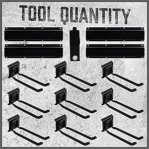 HORUSDY 64-Inch Heavy Duty Garage Organization Rack, 4 packs Rails and 9 Adjustable Hooks, Tool Organizer Rack with Heavy Double Hooks Tracks Max Load 600LB