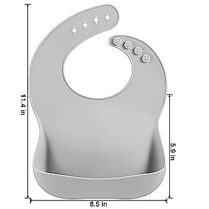 PandaEar 3 Pack Silicone Baby Bibs for Boys Girls| Waterproof Toddler Bibs| Adjustable Unisex Baby Bibs for Eating| BPA Free Soft Durable Silicone Bibs with Large Food Catcher