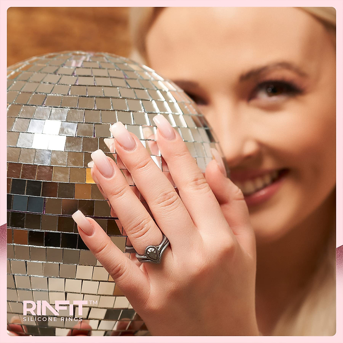 Rinfit Silicone Rings for Women - Silicone Ring Women - Womens Rubber Wedding Rings - Pear Silicone Wedding Bands Women - Patented Design - Rose Gold Ring - Size 6