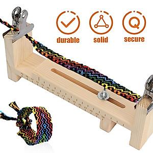 CALIDAKA Jig Bracelet Maker with 4 Pcs Clips, Wood Jig Bracelet Maker U Shape Clear Scale Bracelet, DIY Hand Knitting Bracelet Jig Bracelet Braiding Tool for DIY Crafting Weaving(A)