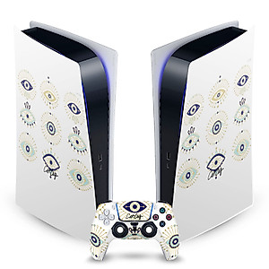 Head Case Designs Officially Licensed Cat Coquillette Blue Gold Art Mix Vinyl Faceplate Gaming Skin Decal Compatible With Sony PlayStation 5 PS5 Digital Edition Console and DualSense Controller