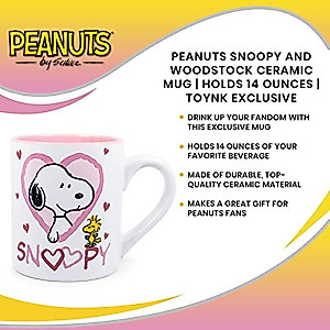 Silver Buffalo Peanuts Snoopy Woodstock Hearts Ceramic Mug, 14-Ounce